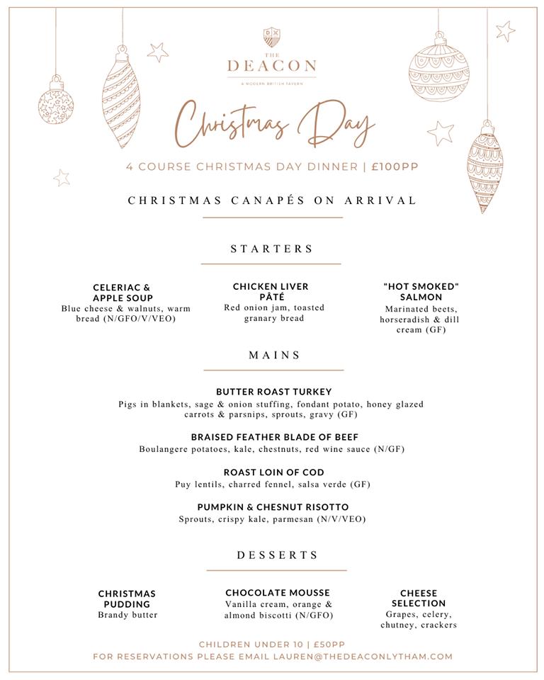 Menu at The Deacon pub & bar, Lytham Saint Annes