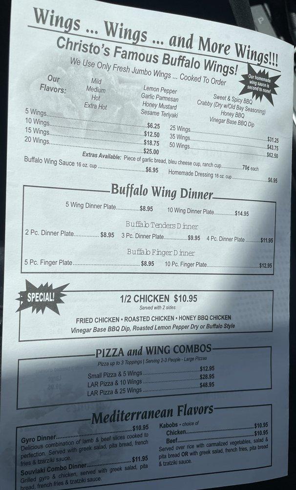 Menu at Christo's Family Restaurant, Concord