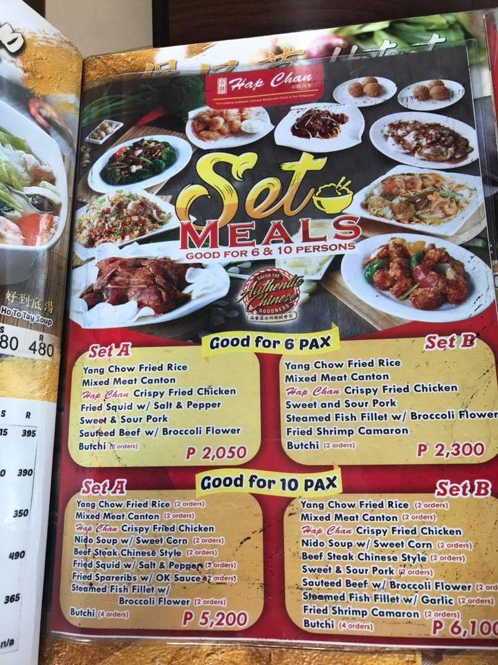 Menu at Hap Chan West Avenue restaurant, Quezon City, corner Examiner ...