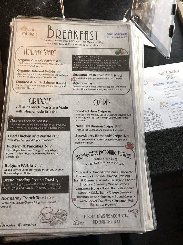 Menu at Main Street Bistro & Bakery, Grapevine, 316 S Main St