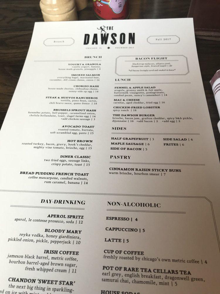 Menu at The Dawson pub & bar, Chicago