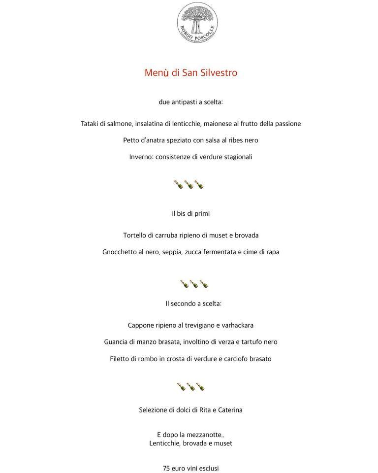 Menu at Borgo Poscolle restaurant, Cavazzo Carnico