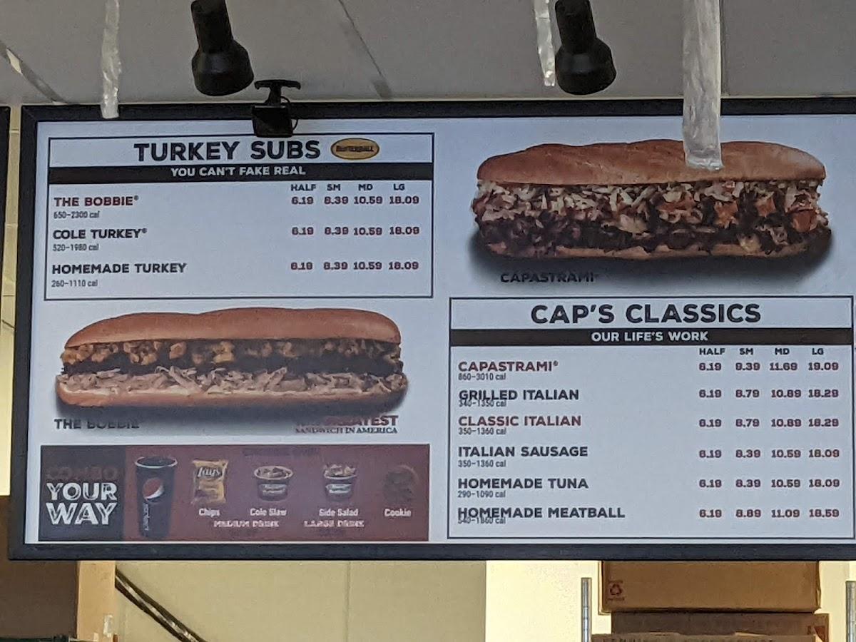 Menu at Capriotti's Sandwich Shop fast food, St. George, 250 Red Cliffs ...