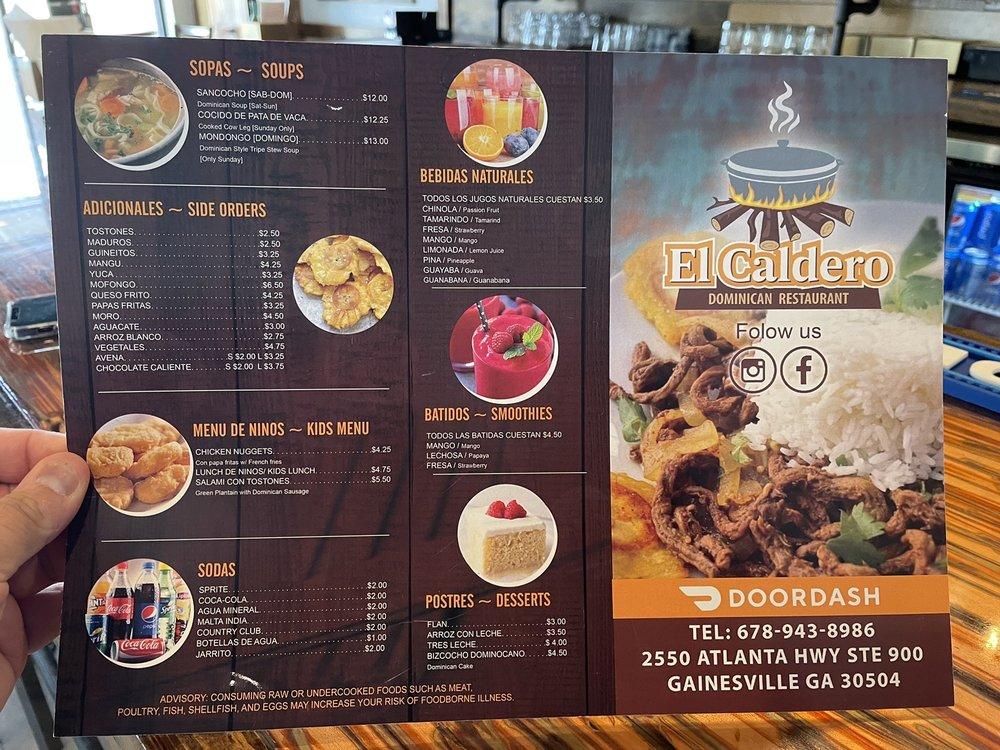 Menu at El Caldero Dominican Restaurant, Gainesville