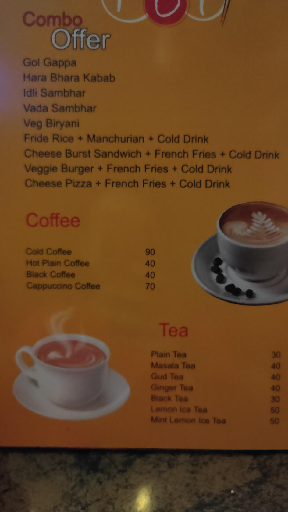 Menu at Food of Indians kota, Kota