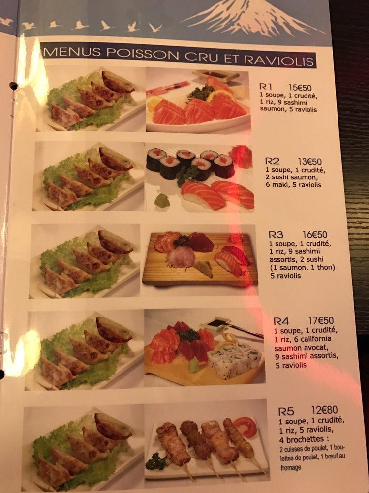 Menu au Fujisan restaurant, Mulhouse