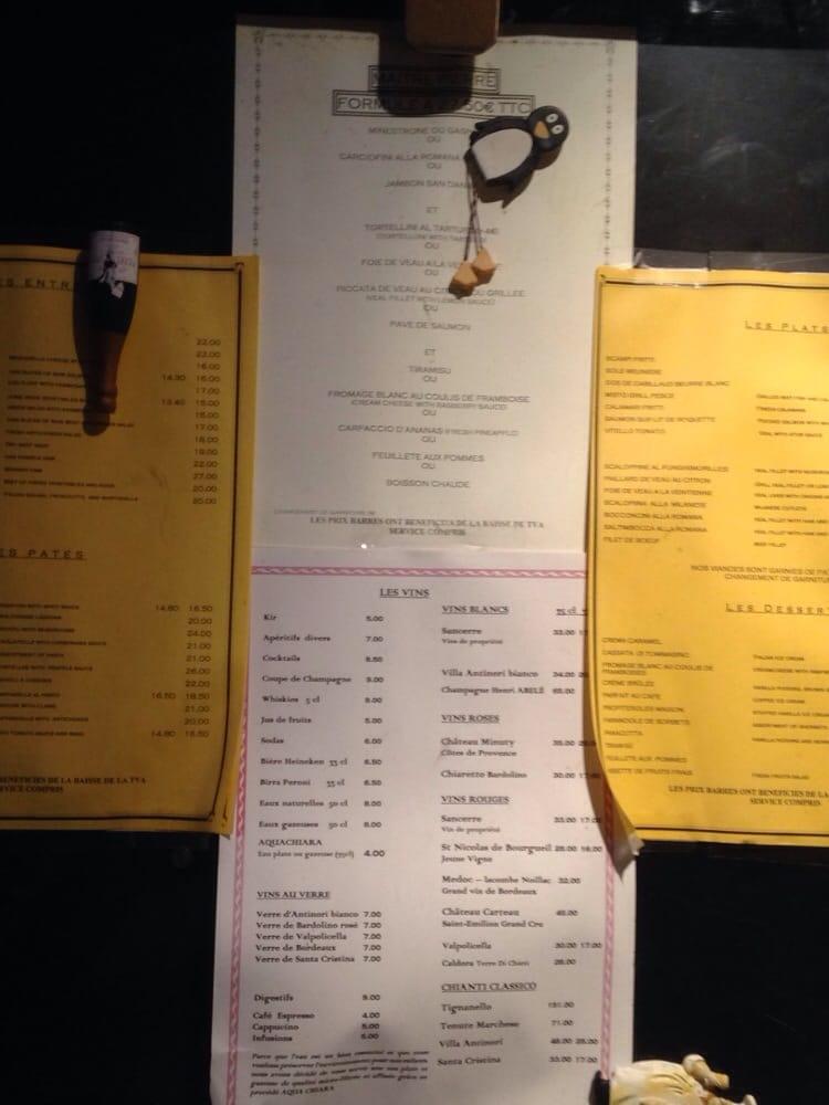 Menu at Maître Pierre restaurant, Paris, 7 Rue Marbeuf