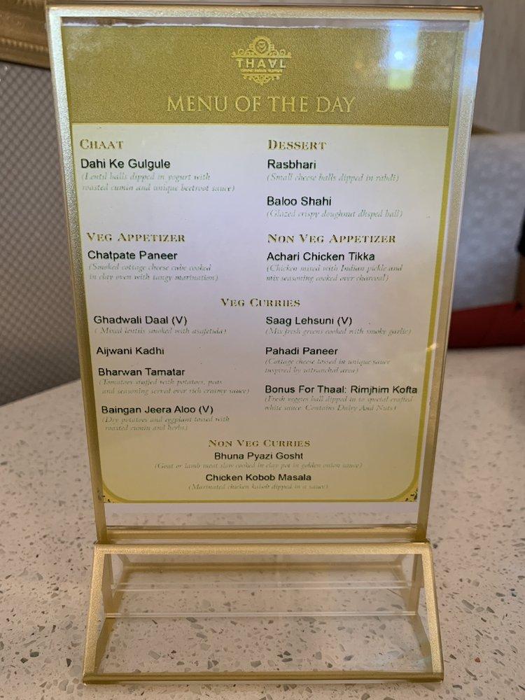 Menu at Thaal restaurant, Bellevue, NE 8th St suite 0-09