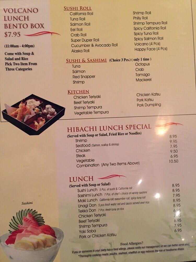 Menu at Volcano Sushi Bar & Hibachi, Del City, Main St #103