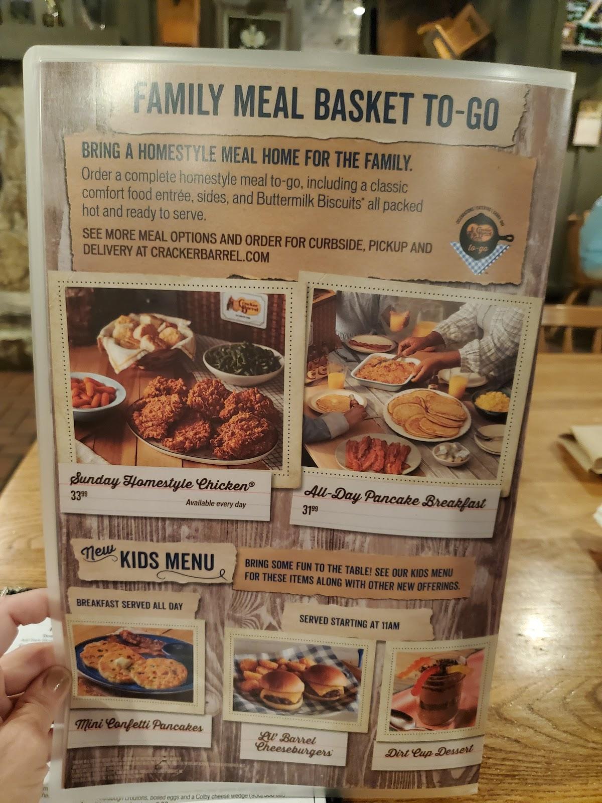 Menu at Cracker Barrel Old Country Store, Lakeland