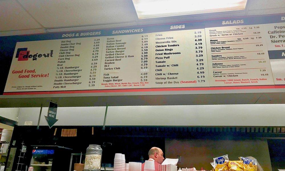 Menu at Dogout restaurant, Bannockburn