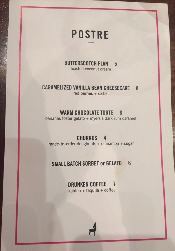 Menu at Nada pub & bar, Indianapolis
