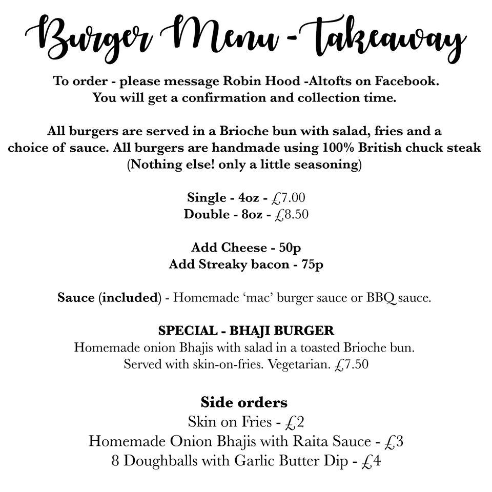 Menu at The Robin Hood pub & bar, Altofts, 10 Church Rd
