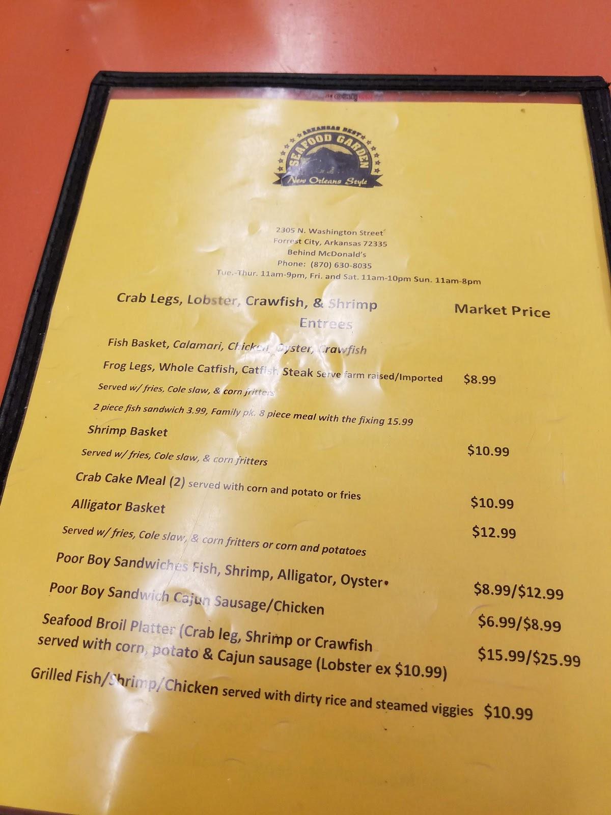 Menu at Seafood Garden restaurant, Forrest City