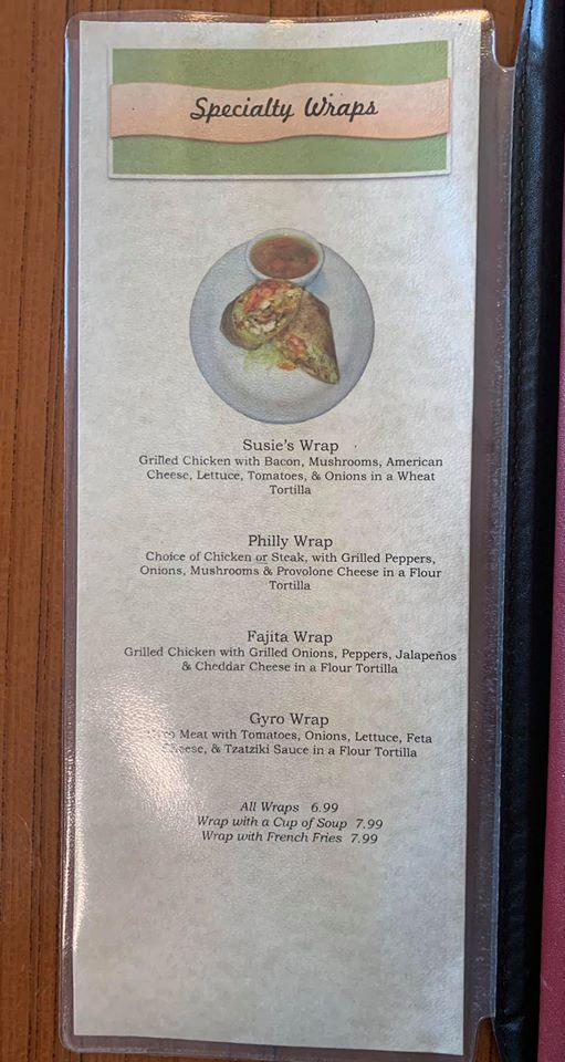 Menu at Susie's Too restaurant, New Port Richey