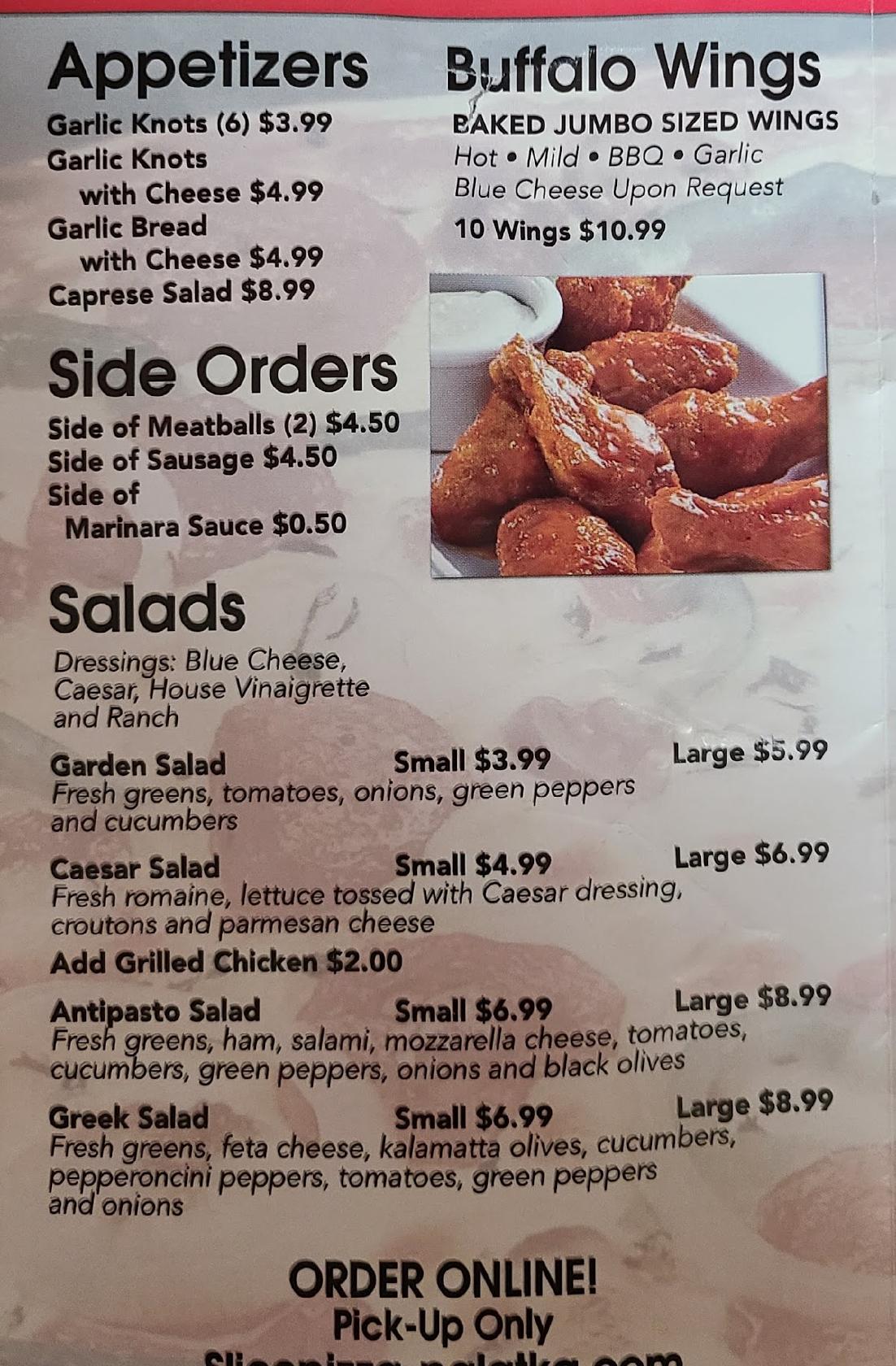 Menu at Slice Pizza pizzeria, Palatka