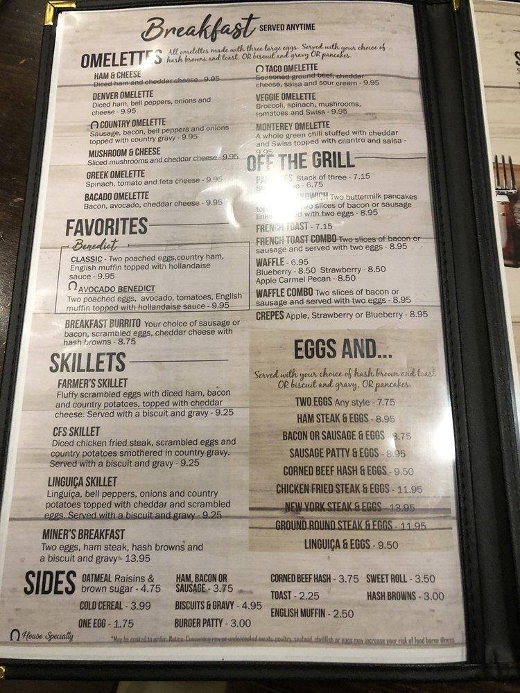 Menu at Stage Stop Cafe, Tonopah, S Main St #488