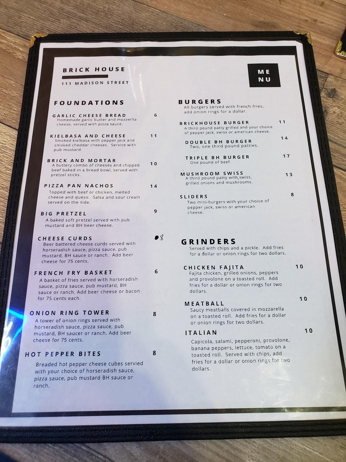 Menu at The Brick House pub & bar, Port Clinton