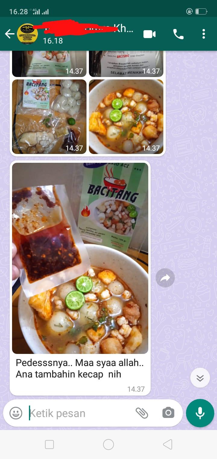 Menu at Baso Aci Bacitang restaurant, Bandung