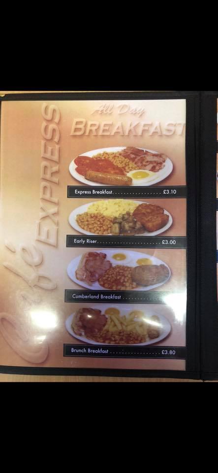 Menu at Express Cafe, Ellesmere Port