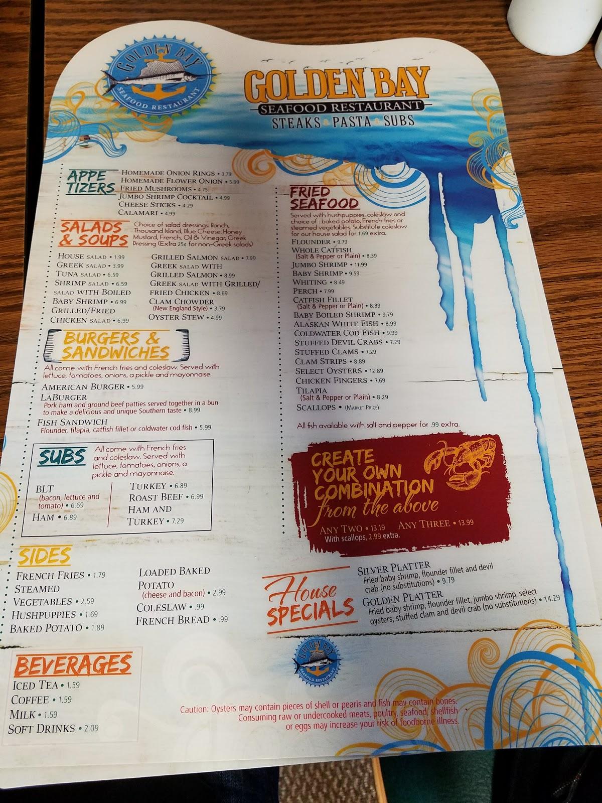 Menu at Golden Bay Seafood Restaurant, Columbia