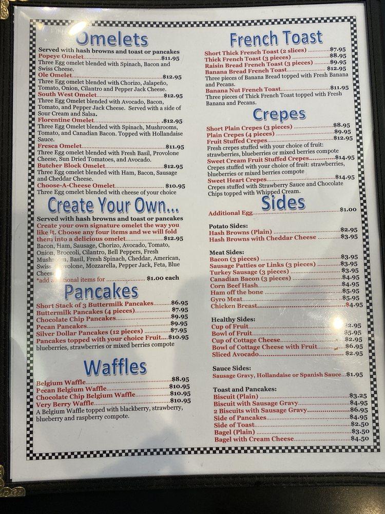 Menu at Gus' Diner restaurant, Rolling Meadows