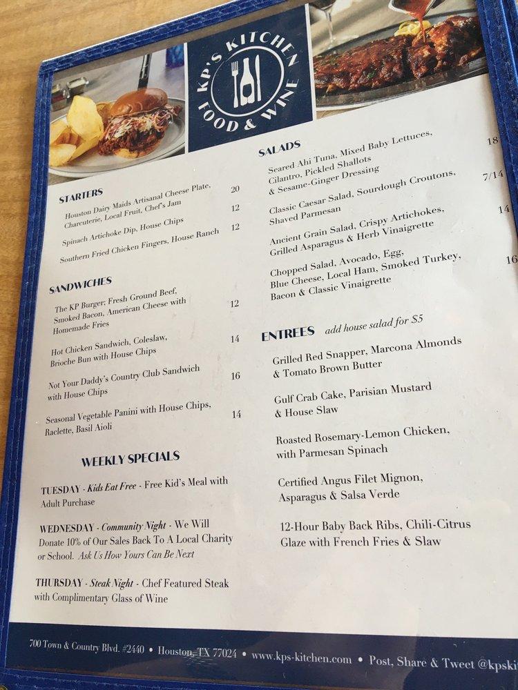 Menu at KP's Kitchen restaurant, Spring Valley Village, Interstate 10 ...