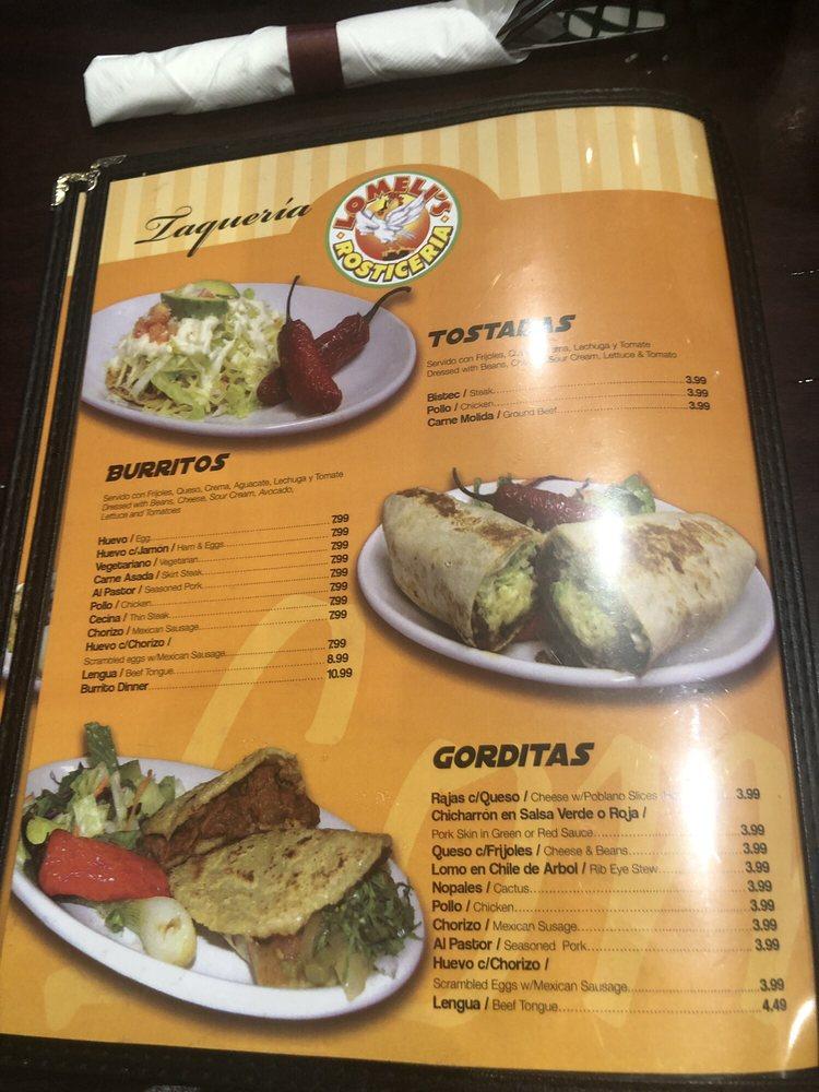 Menu at Lomeli's Rosticeria restaurant, Round Lake Beach, N Cedar Lake Rd