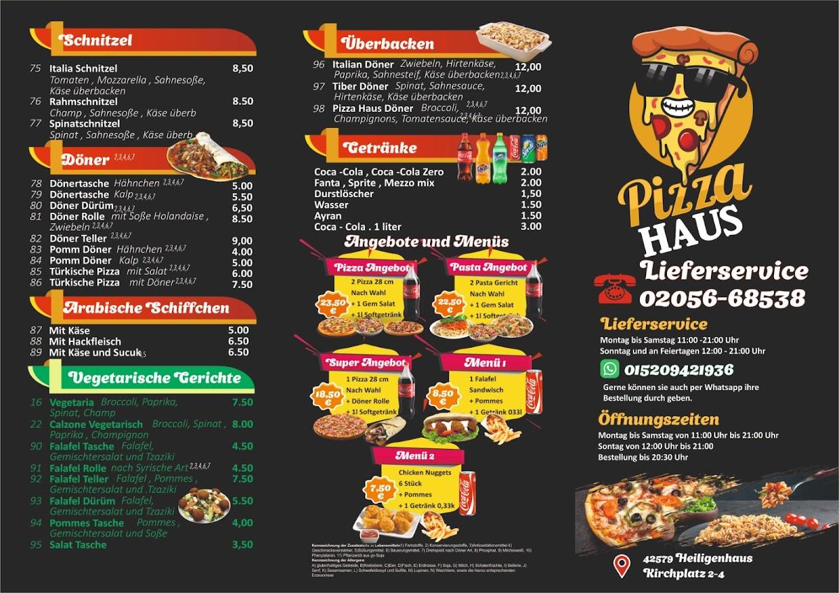 Speisekarte von Pizza Haus Ristorante, Heiligenhaus