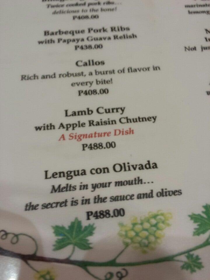 Menu at Angels' Kitchen restaurant, San Juan