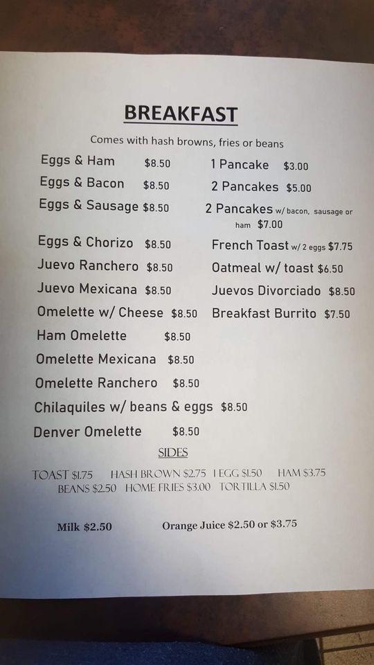 Menu at Arriba Mexican Restaurant, Ajo