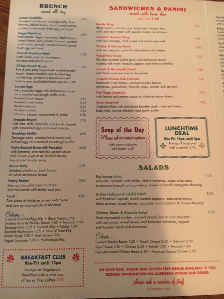Menu at Cafe Kitale, North Walsham