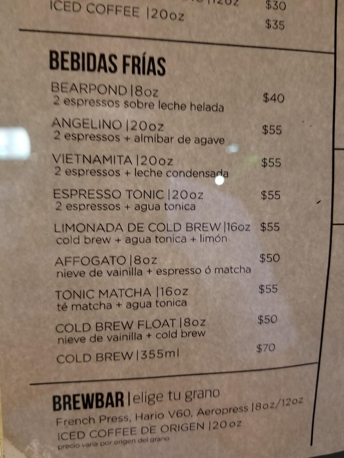 Carta del café Electric Coffee Roasters, Tijuana, Brasil 2309