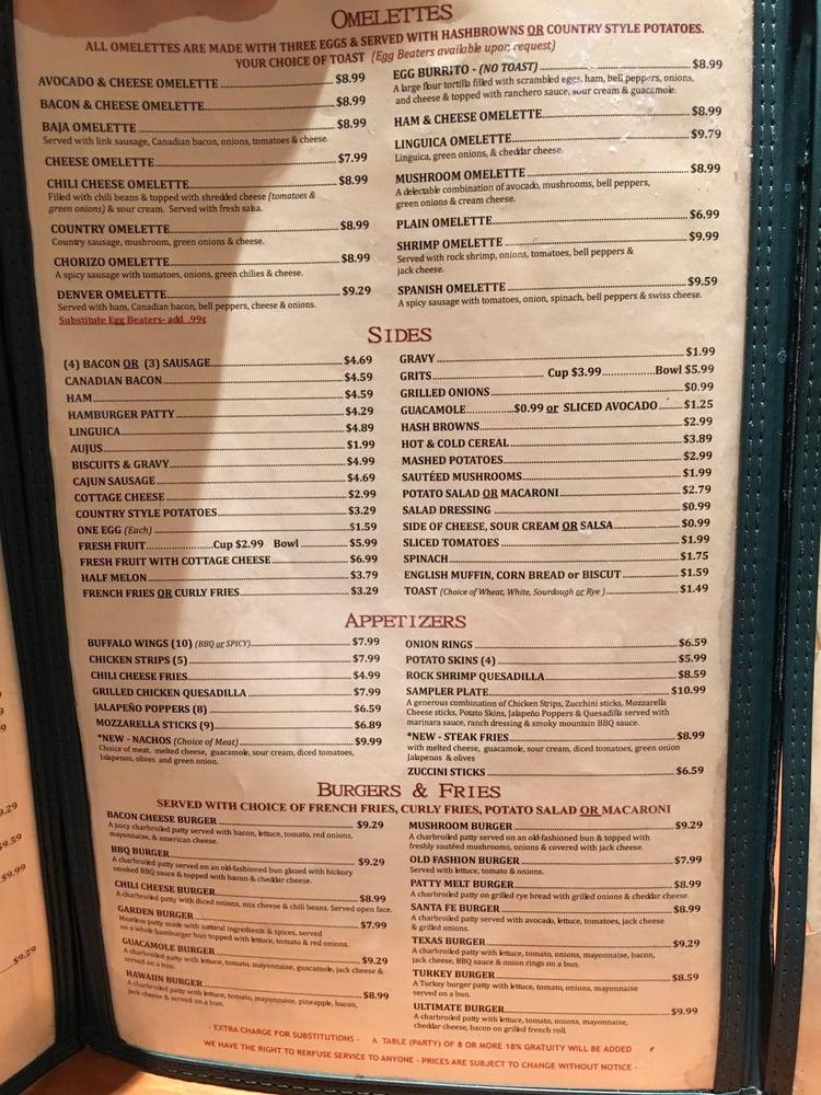 Menu at Manor Grill restaurant, San Leandro