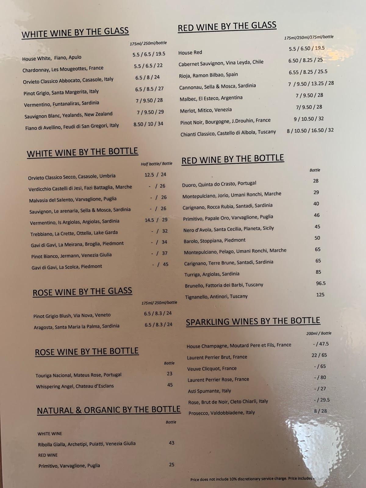 Menu at Pizzeria Bel-Sit, Woodford