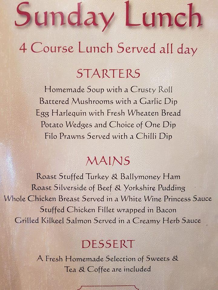 Menu at The Bridge Bar & Restaurant, Dunloy
