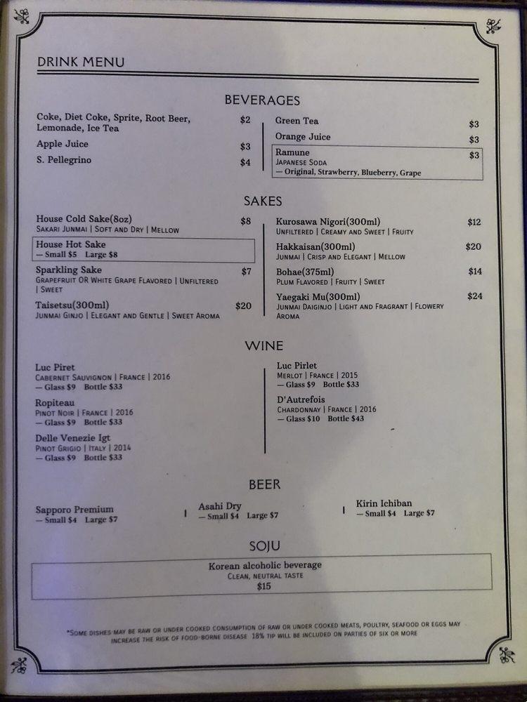 Menu at Zushi Sushi restaurant, Issaquah