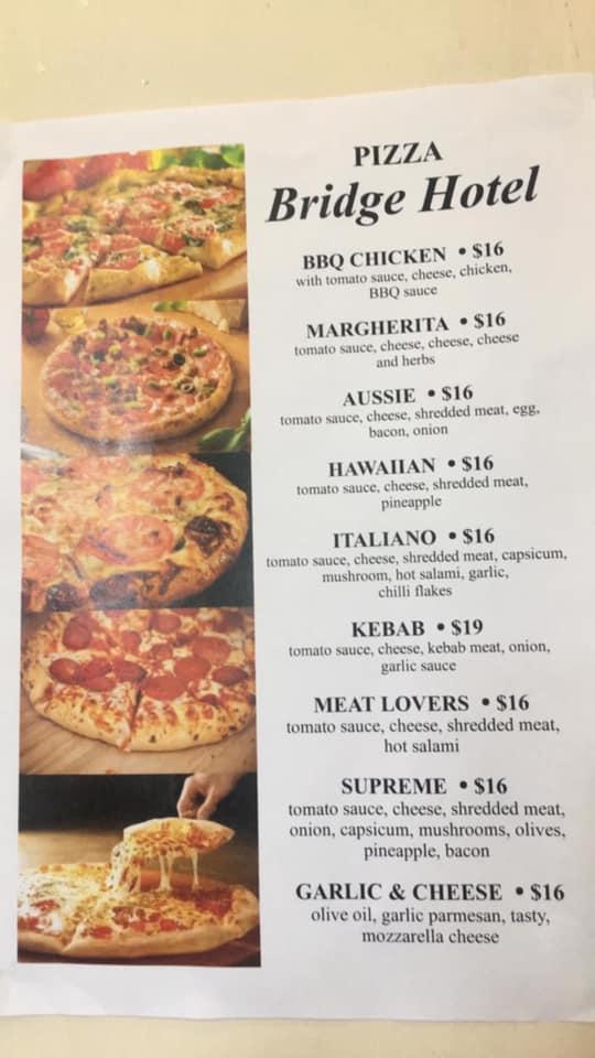 Menu at Bridge Hotel Nathalia restaurant, Nathalia