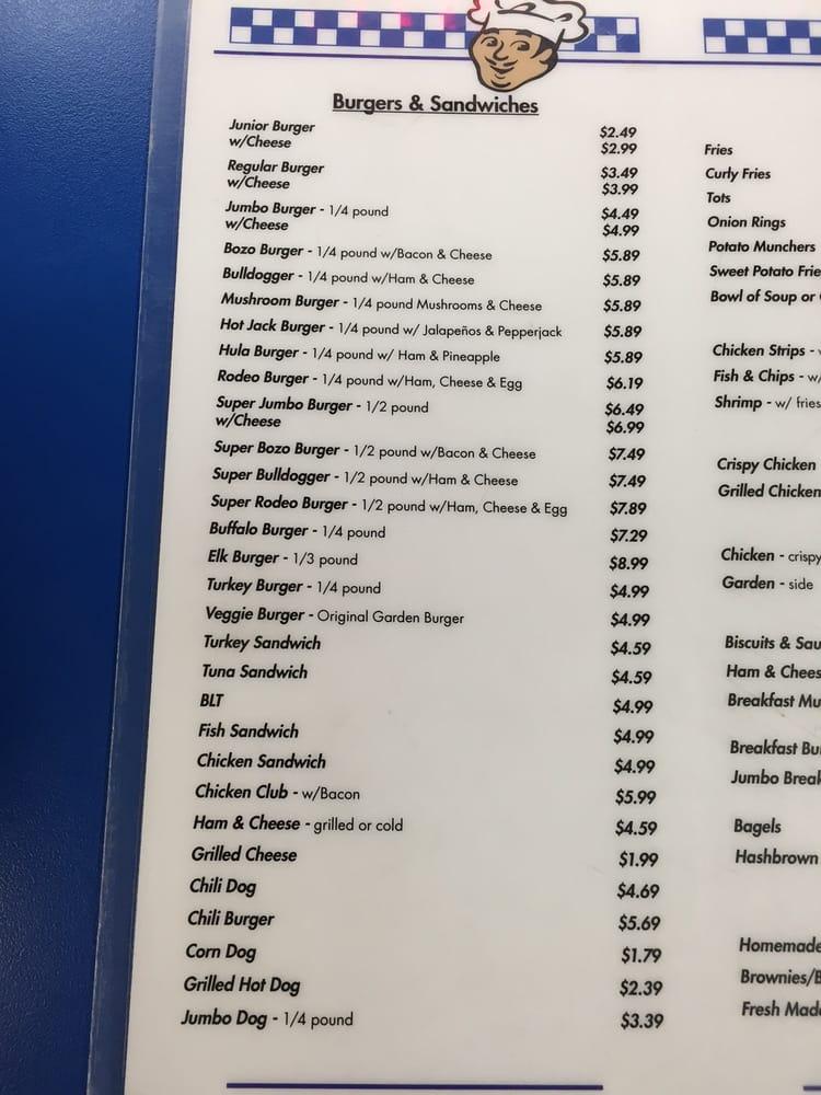 Menu at C & D Drive-In restaurant, Boardman