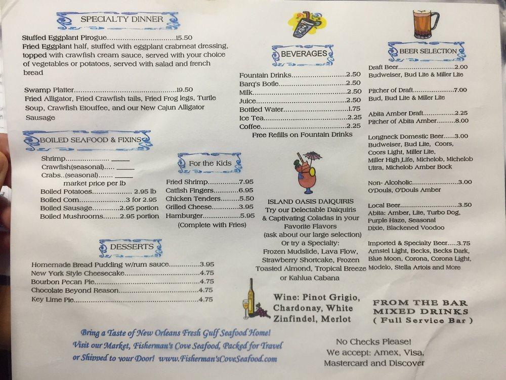 Menu at Harbor Seafood & Oyster Bar, Kenner