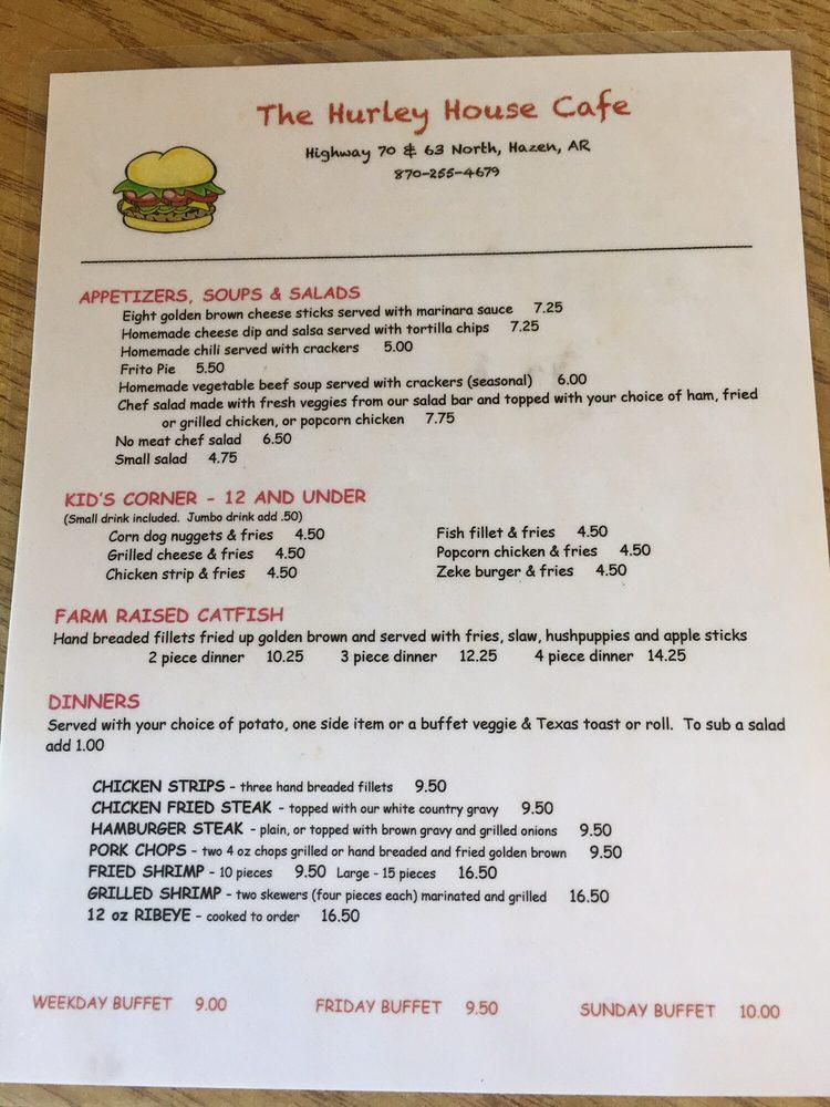 Menu at Hurley House Cafe, Hazen