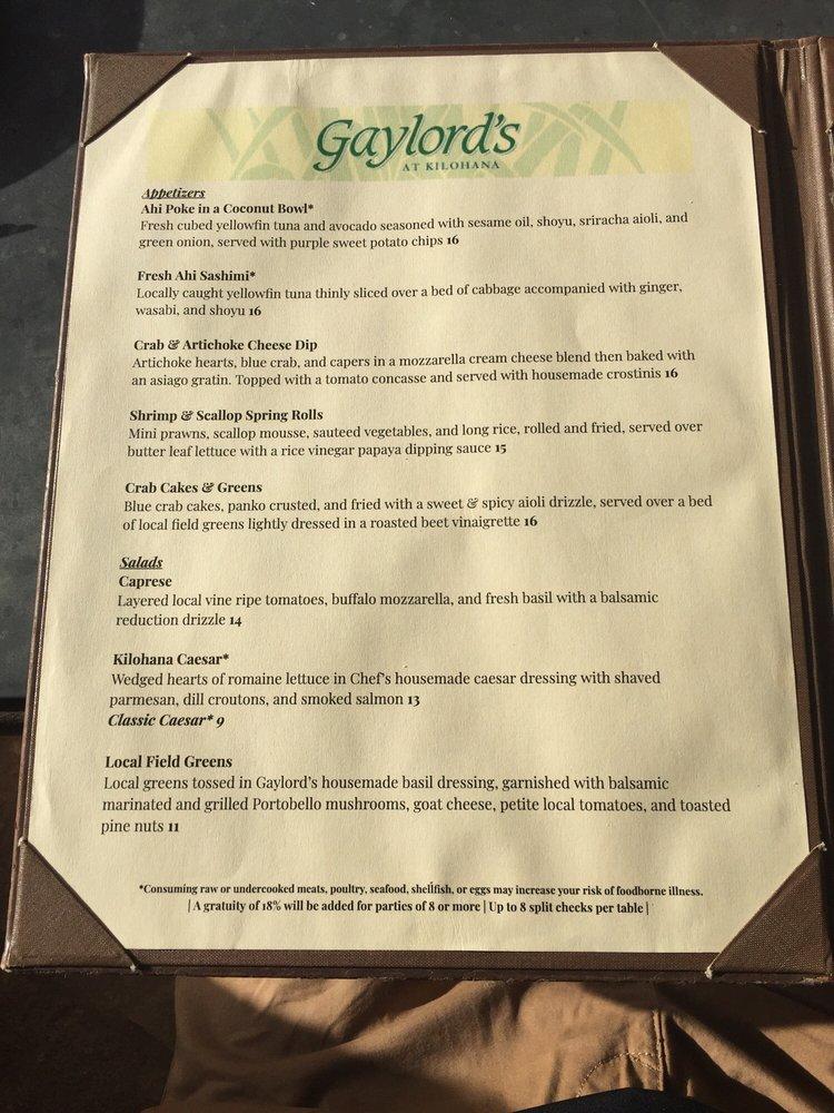 Menu at The Plantation House by Gaylords pub & bar, Lihue, 3-2087 ...