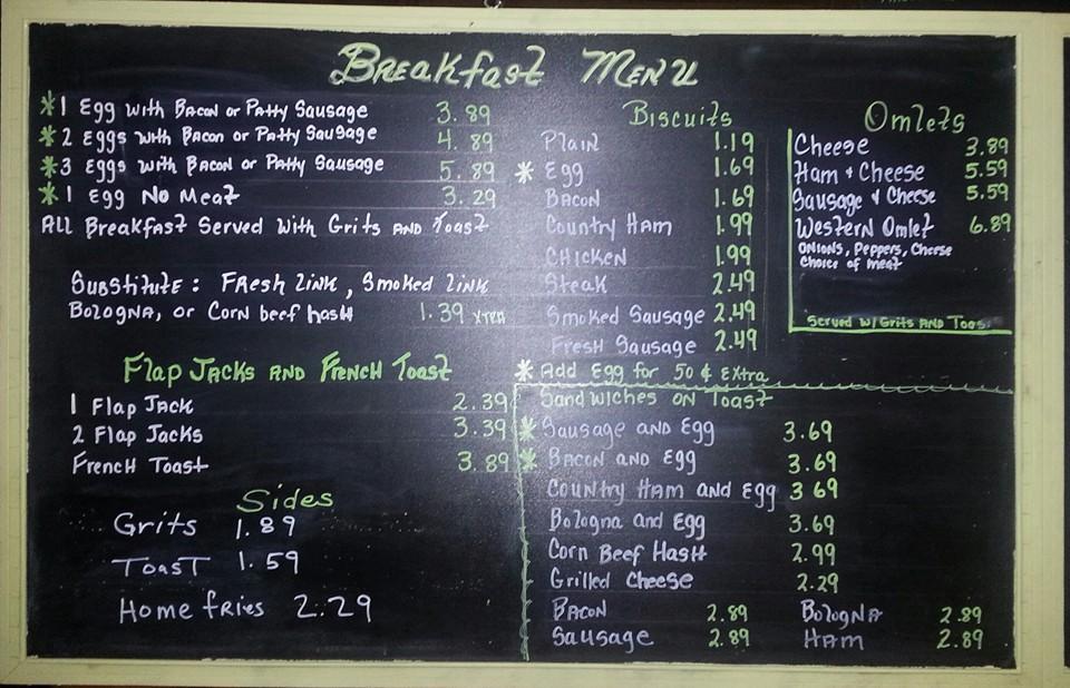 Menu at Cock-A-Doodle Cafe, Conway