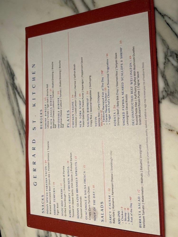 Menu at Gerrard Street Kitchen pub & bar, Washington
