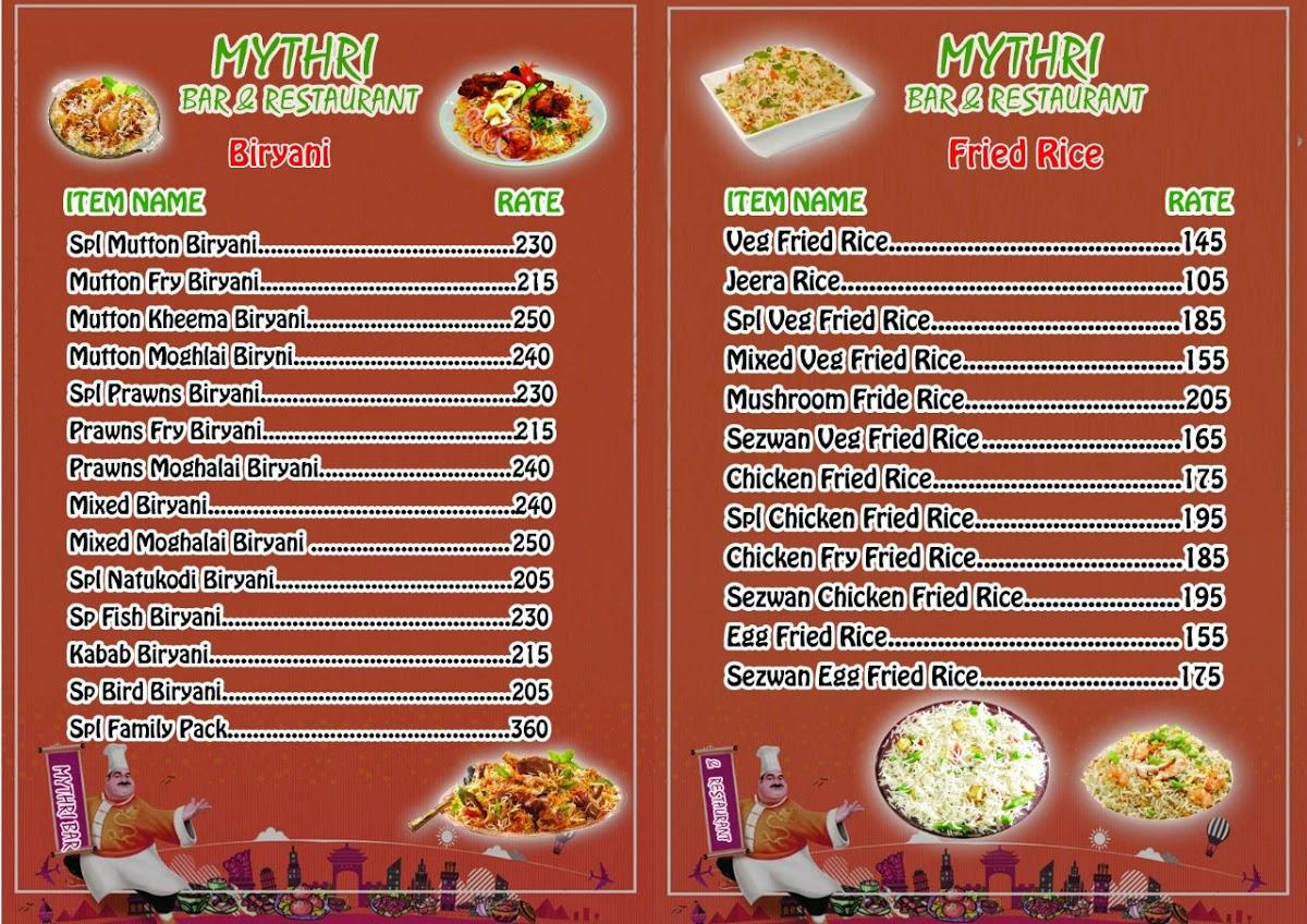 Menu at MYTHRI BAR AND RESTAURENT, Jangareddigudem