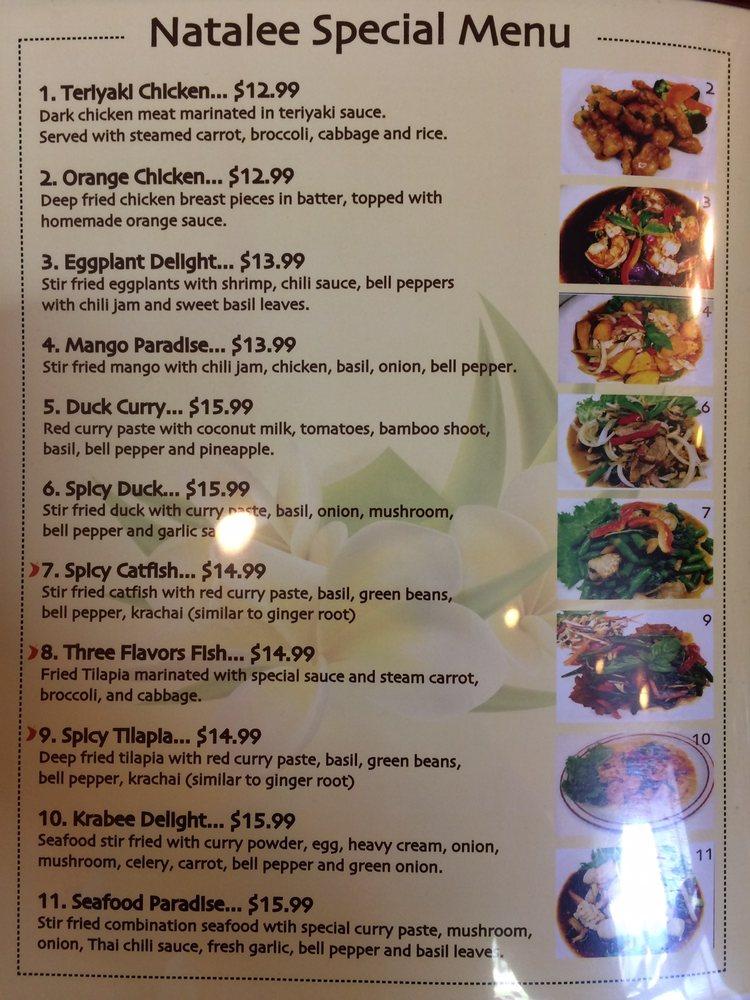 Menu at Natalee Thai Cuisine restaurant, Yreka