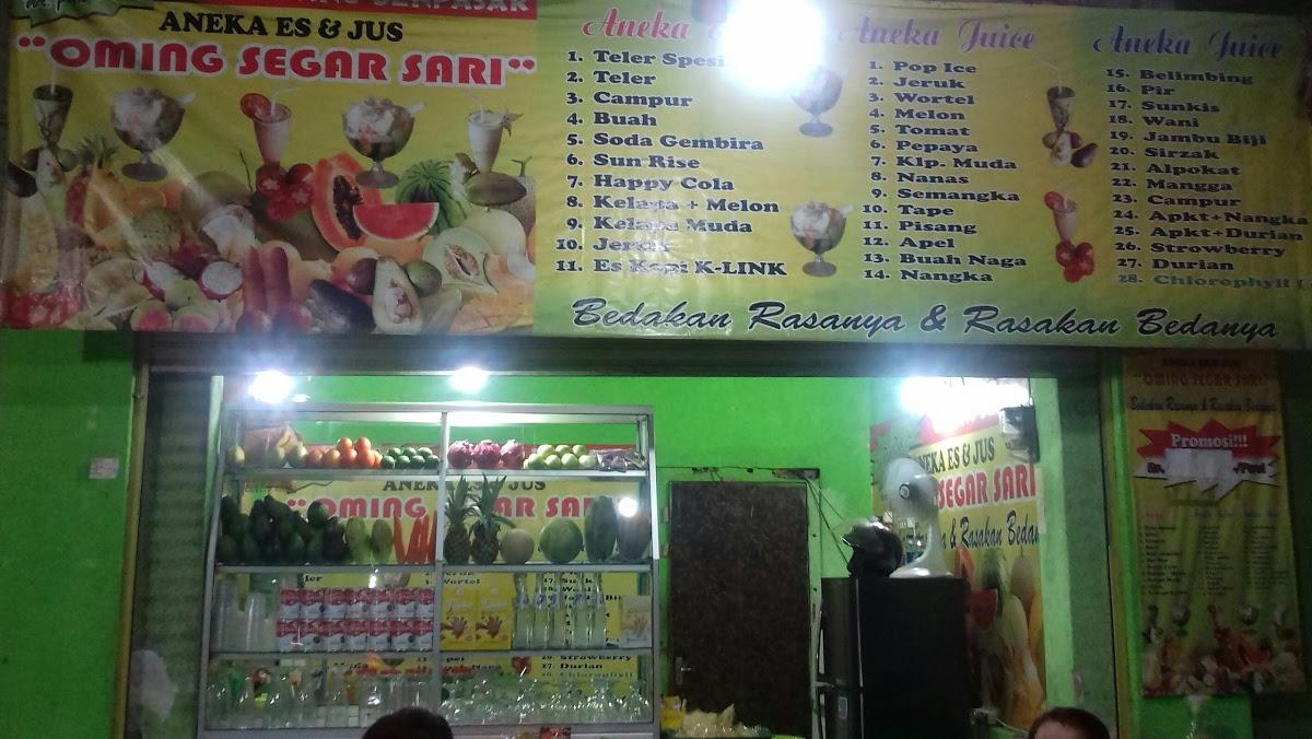 Menu at Oming Segar Sari cafe, Negara