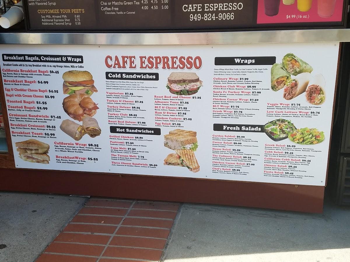 Menu at Cafe Espresso, Irvine