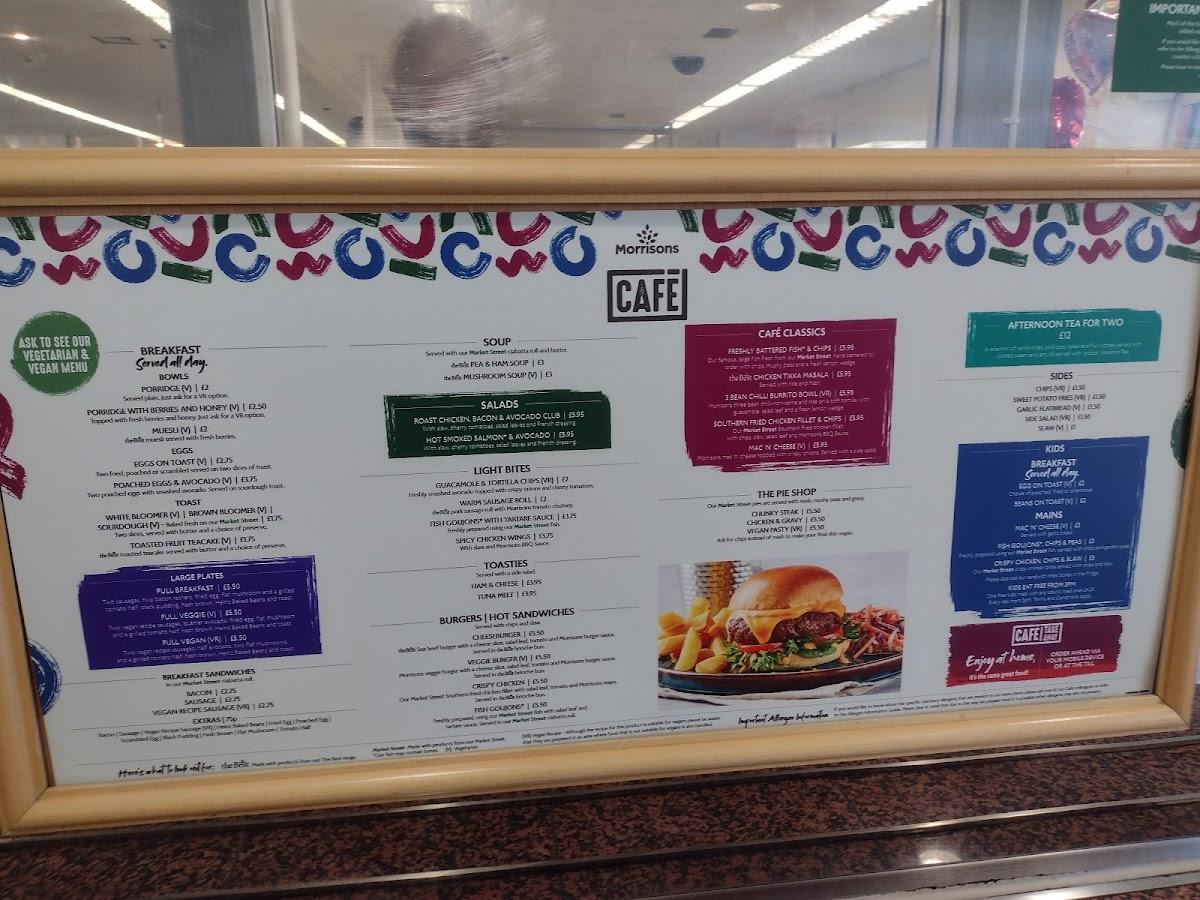 Menu at Morrisons Cafe, Dagenham