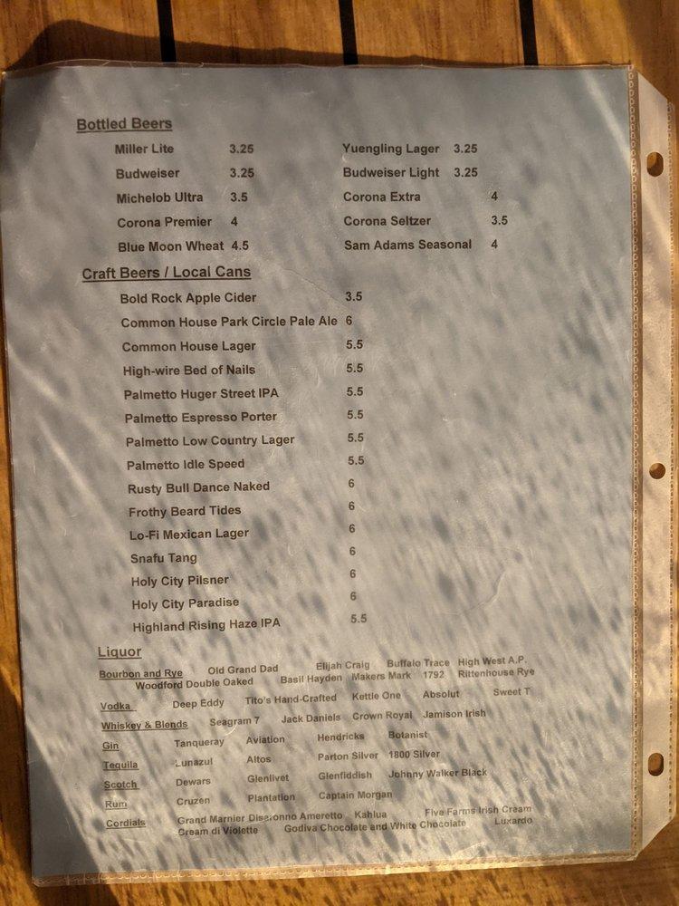 Menu at Sweetwater One Twenty Three restaurant, Summerville